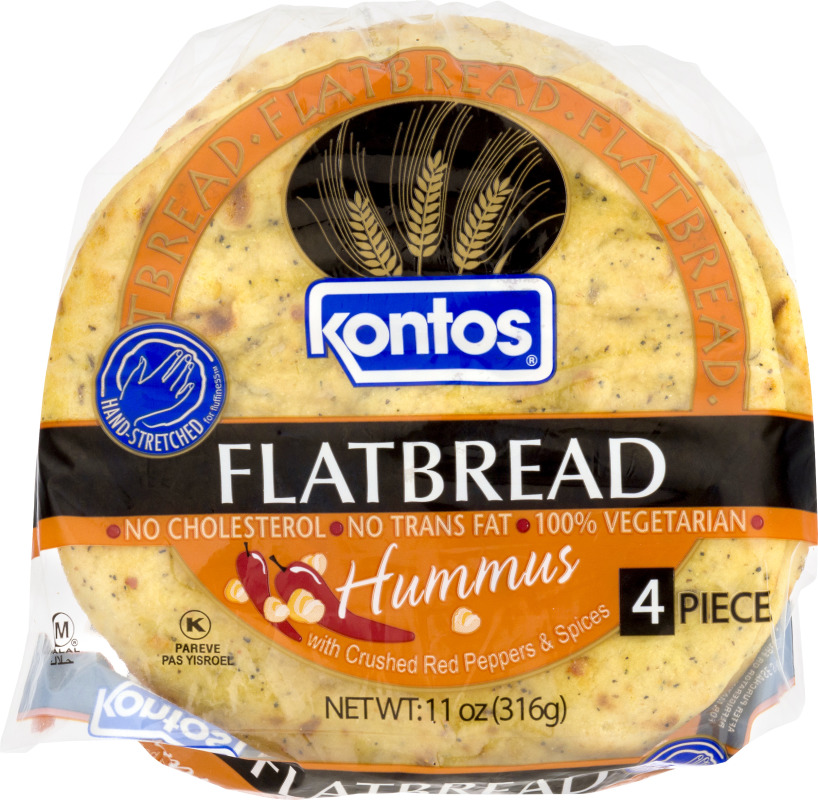 Kontos Flatbread Hummus with Crushed Red Peppers & Spices - 4 PC Kontos(32394201091): customers ...