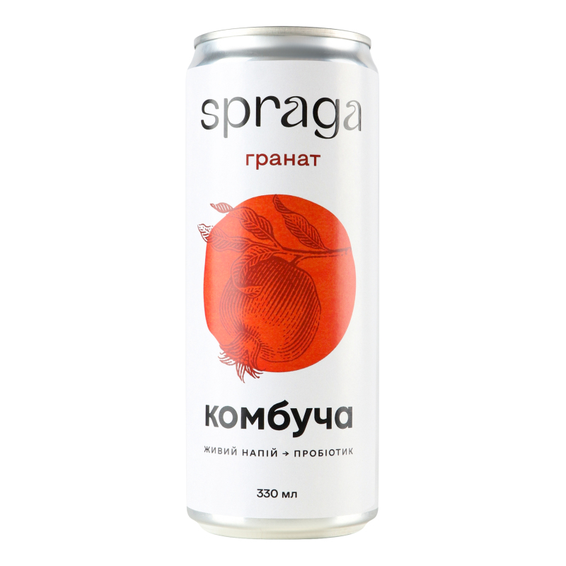 Напиток безалкогольный слабогазированный Гранат Комбуча Spraga ж/б ...