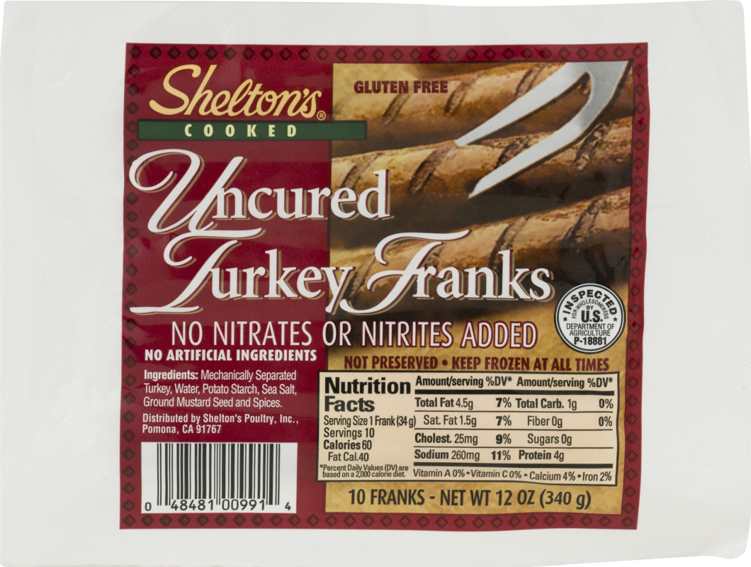 Shelton's Cooked Uncured Turkey Franks - 10 CT Shelton's(48481009914 ...