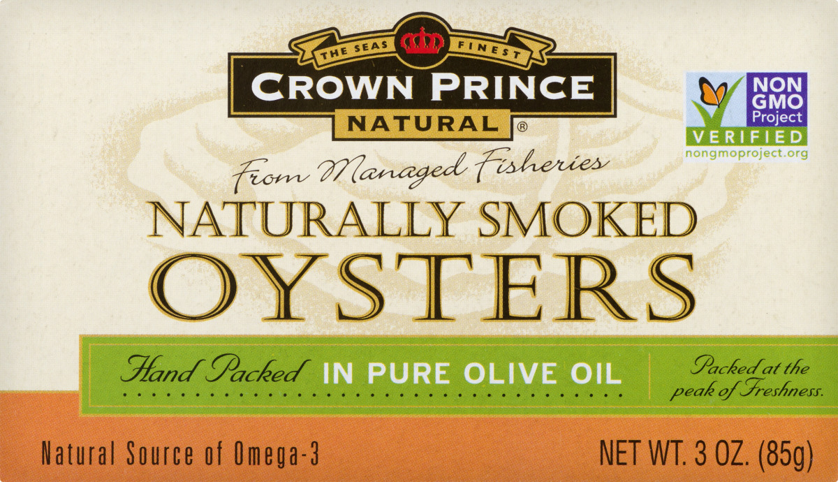 Crown Prince Natural Naturally Smoked Oysters In Pure Olive Oil Crown ...