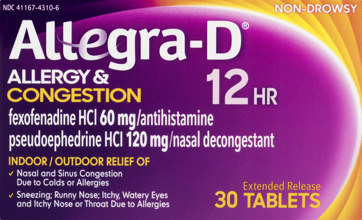 Allegra-D 12HR Allergy & Congestion Tablets - 30 CT Allegra-D ...