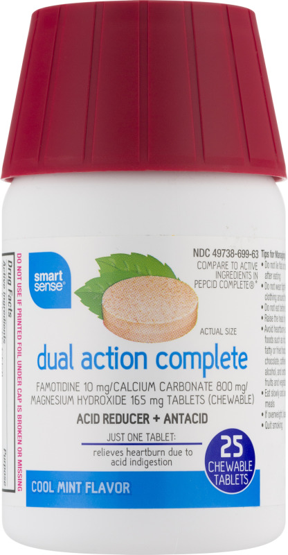 Smart Sense Dual Action Complete Acid Reducer + Antacid Chewable ...