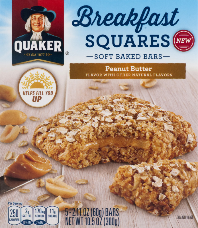 Quaker Breakfast Squares Soft Baked Bars Peanut Butter - 5 CT Quaker ...