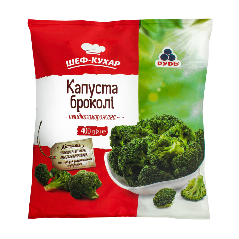 Капуста брокколи быстрозамороженная Рудь м/у 400г Rud(5903154543841 ...