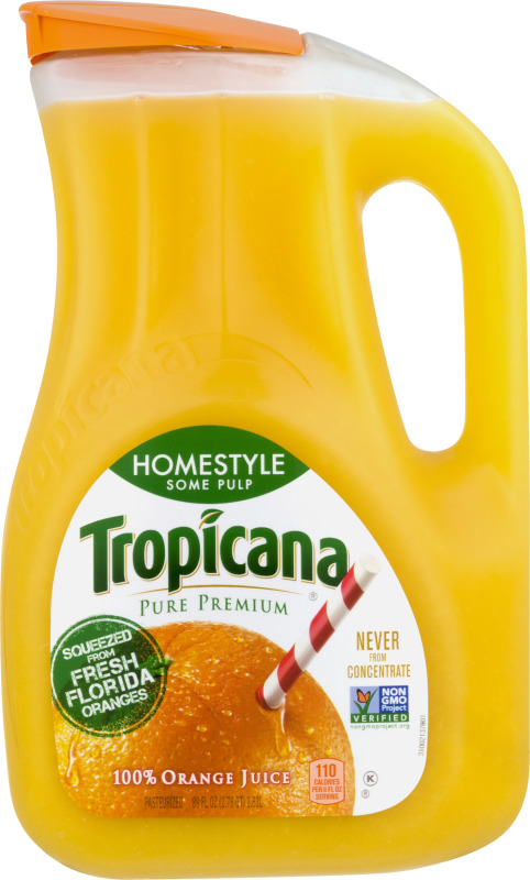 Tropicana 100% Orange Juice Homestyle Some Pulp Tropicana(48500018293 ...