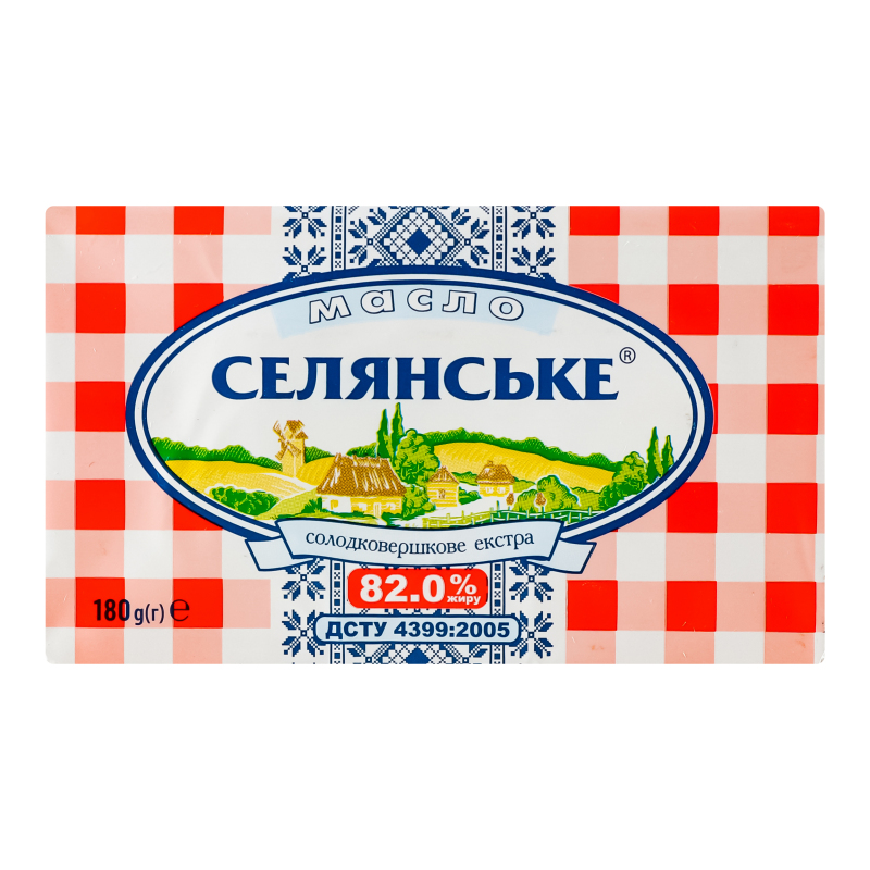 Масло 82% сладкосливочное экстра Селянське м/у 180г Селянське ...