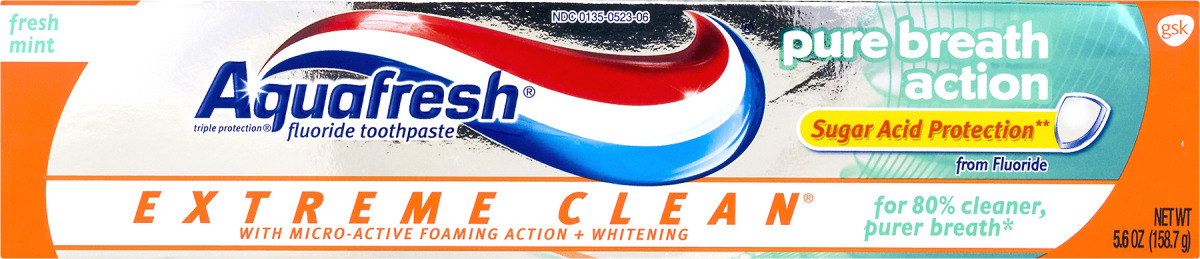 Aquafresh Pure Breath Action Toothpaste Extreme Clean Fresh Mint ...