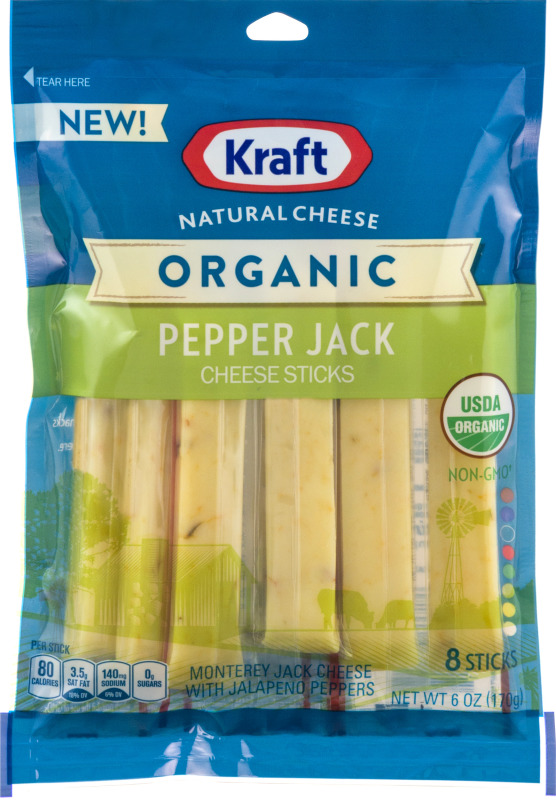 Kraft Natural Cheese Organic Pepper Jack Cheese Sticks - 8 CT Kraft ...