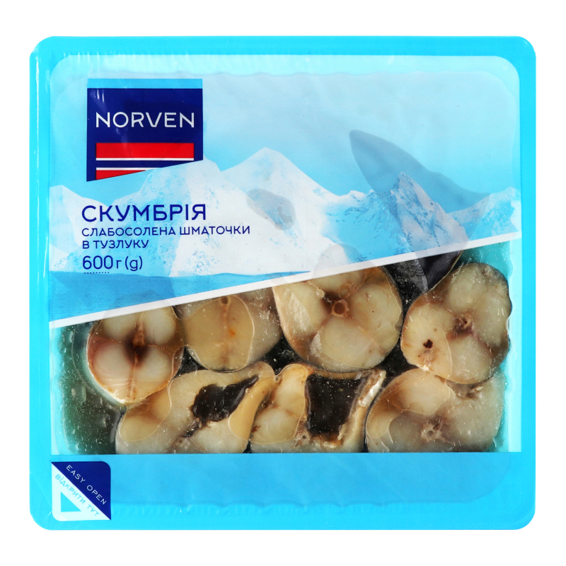 Скумбрия кусочки в тузлуке Norven сл/с лоток 600г Norven(4820224238302): купить в интернет ...