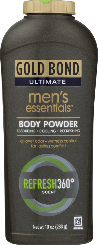 Gold Bond Ultimate Men's Essentials Body Powder Refresh 360 Scent Gold ...