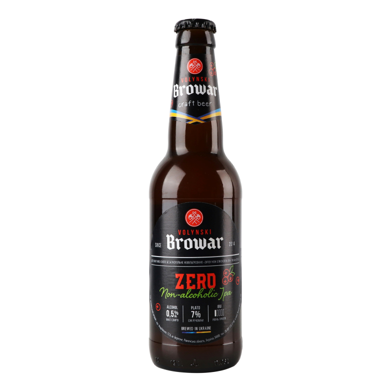 Пиво 0.35л 0.5% светлое нефильтрованное Zero Non-alcoholic IPA Volynski ...