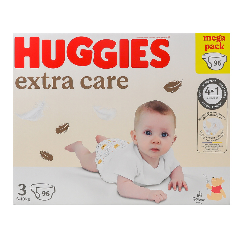 Подгузники для детей 6-10кг 3 Extra Care Huggies 96шт Huggies ...