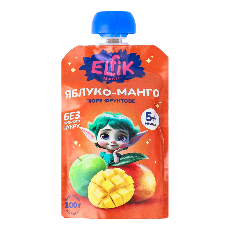 Пюре для детей от 5мес фруктовое Яблоко-манго Elfik Magic д/п 100г Elfik Magic(4820266361136 ...
