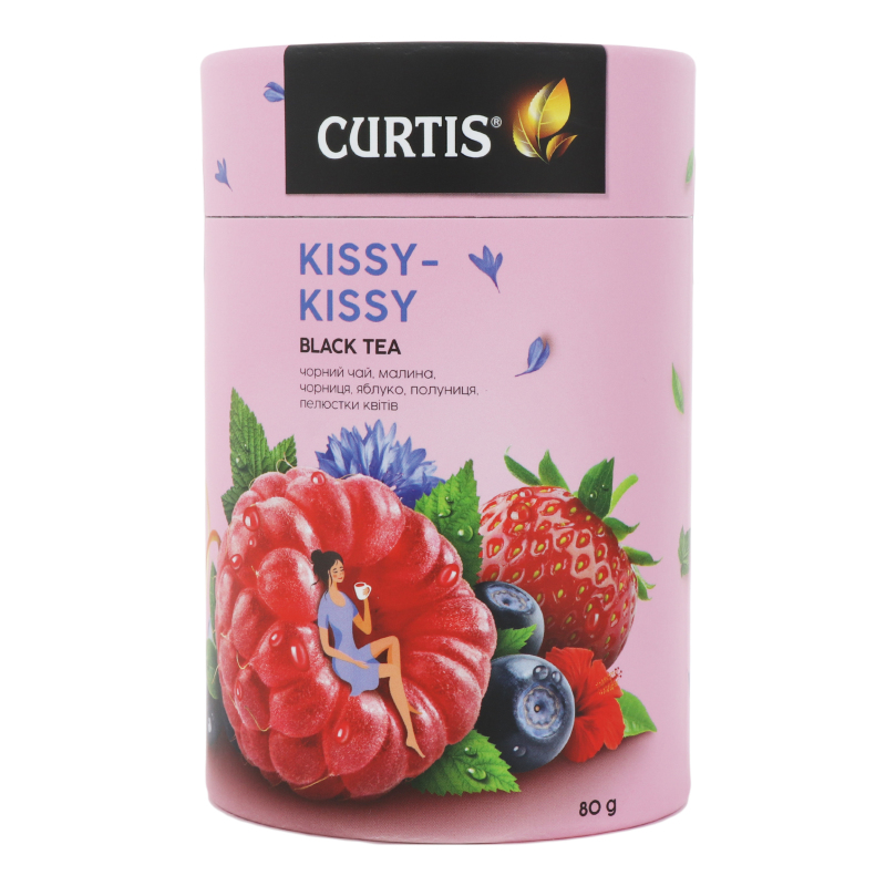 Чай черный байховый листовой ароматизированный Kissy-Kissy Curtis тубус ...