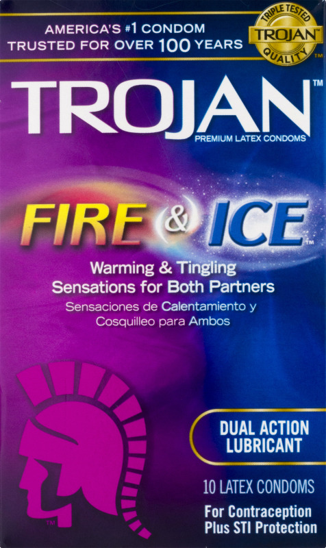 Trojan Dual Action Lubricant Latex Condoms Fire & Ice - 10 CT Trojan ...