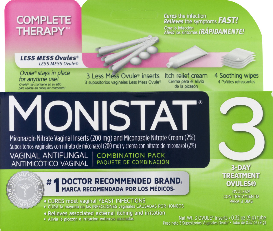 Monistat 3 Vaginal Antifungal 3-Day Treatment Ovules Combination Pack ...