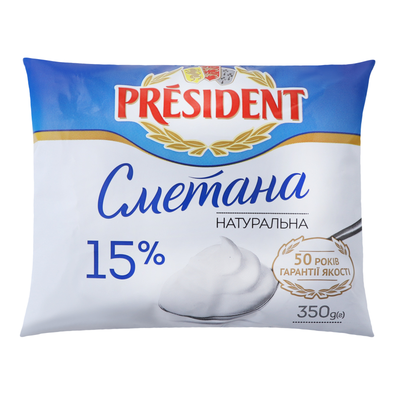 Сметана 15% President 350г President 4823065715742: купить в интернет ...
