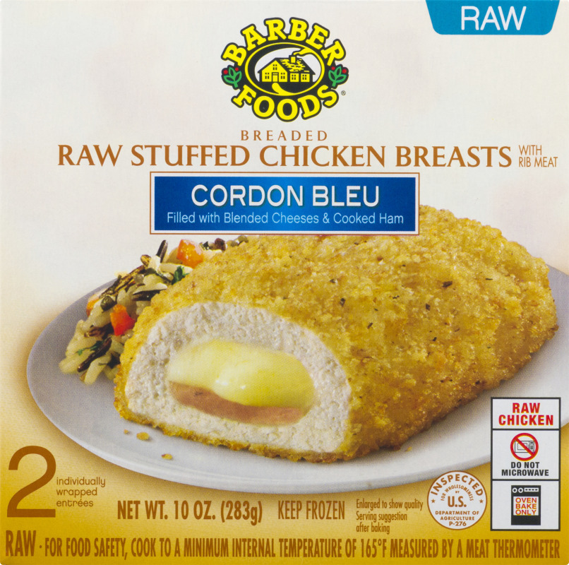 Barber Foods Breaded Raw Stuffed Chicken Breasts Cordon Bleu - 2 Ct ...