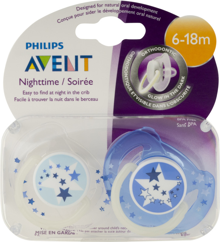 Philips Avent Nighttime Orthodontic Pacifiers 6-18m - 2 CT Avent ...