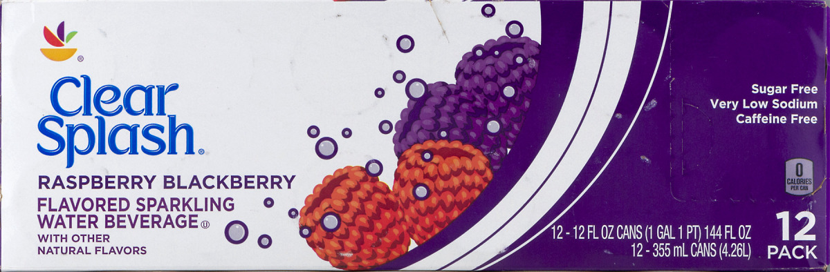 Clear Splash Raspberry Blackberry Flavored Sparkling Water Beverage -12 ...
