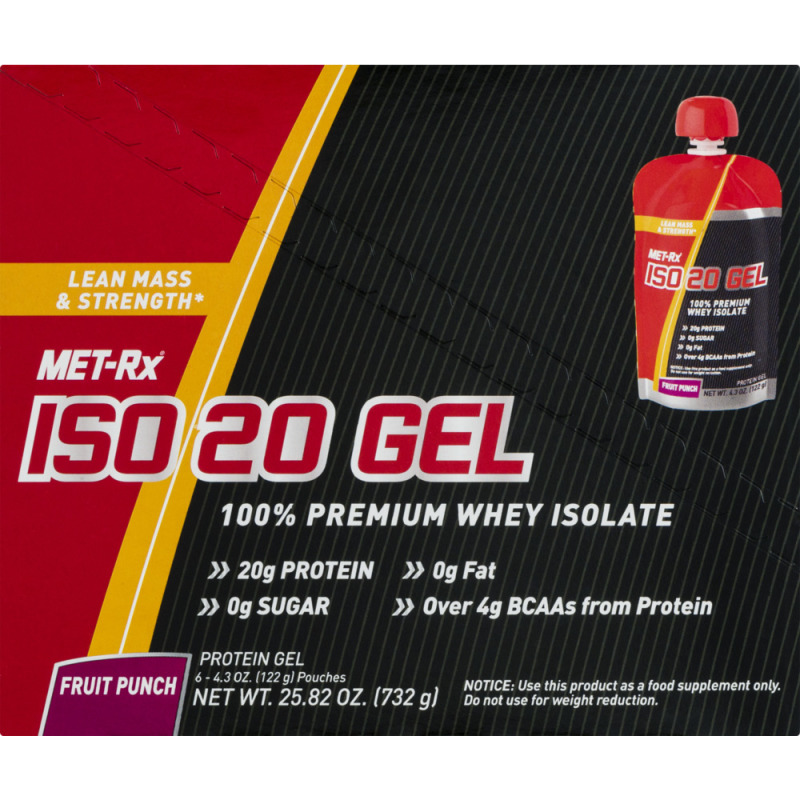 MET-Rx ISO 20 100% Premium Whey Isolate Protein Gel Fruit Punch - 6 CT ...