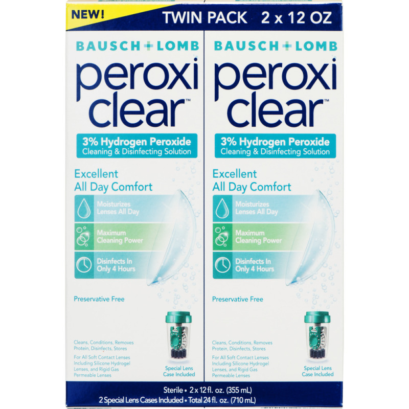 Bausch + Lomb Peroxi Clear Cleaning & Disinfecting Solution Twin Pack ...
