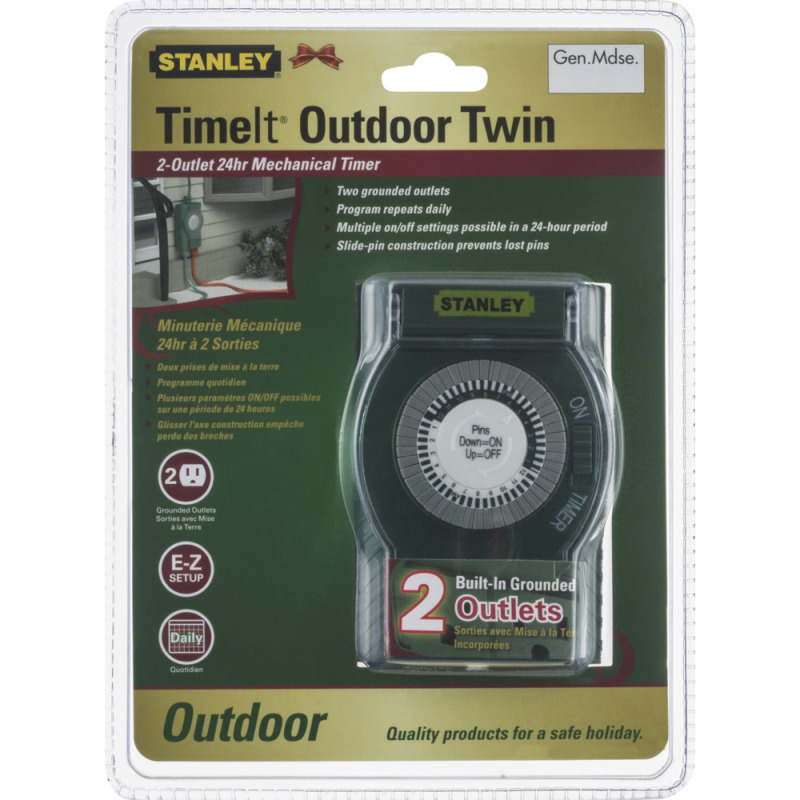 Stanley TimeIt Outdoor Twin 2 Outlet 24hr Mechanical Timer Stanley ...