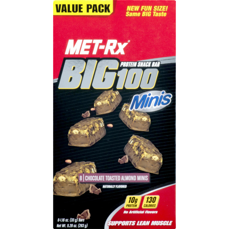MET-Rx BIG100 Minis Protein Snack Bar Chocolate Toasted Almond Minis ...