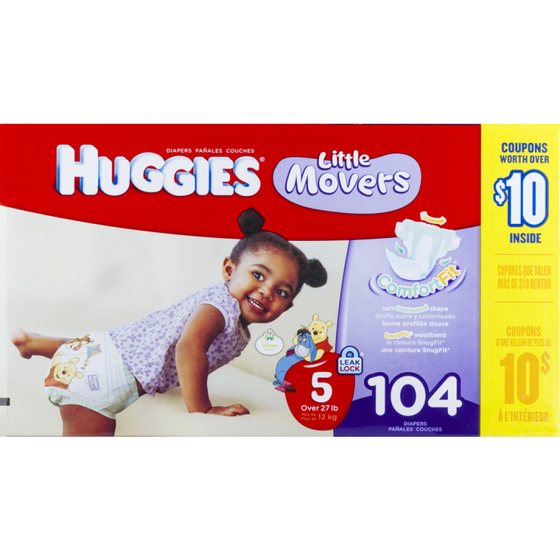 Huggies Little Movers Disney Baby Leak Lock Diapers Size 5 (Over 27 lb ...