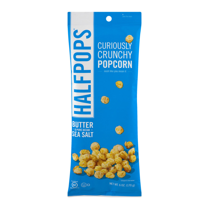 Halfpops Curiously Crunchy Popcorn Butter & Pure Ocean Sea Salt ...
