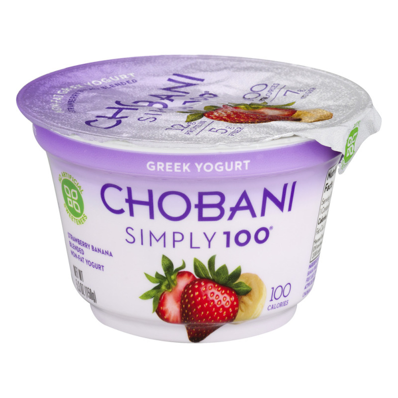 Chobani Simply 100 Greek Blended Yogurt Strawberry Banana Non-Fat ...