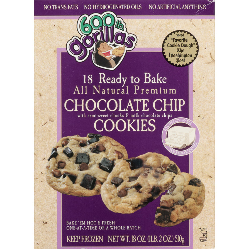600 lb gorillas Ready to Bake Chocolate Chip Cookies - 18 CT 600 lb ...
