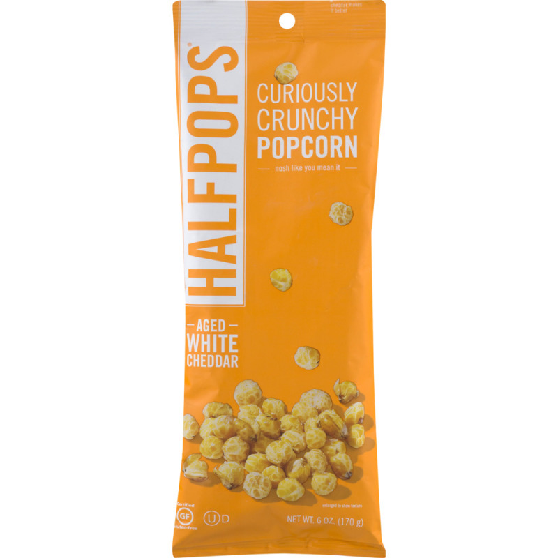 Halfpops Curiously Crunchy Popcorn Aged White Cheddar Halfpops ...