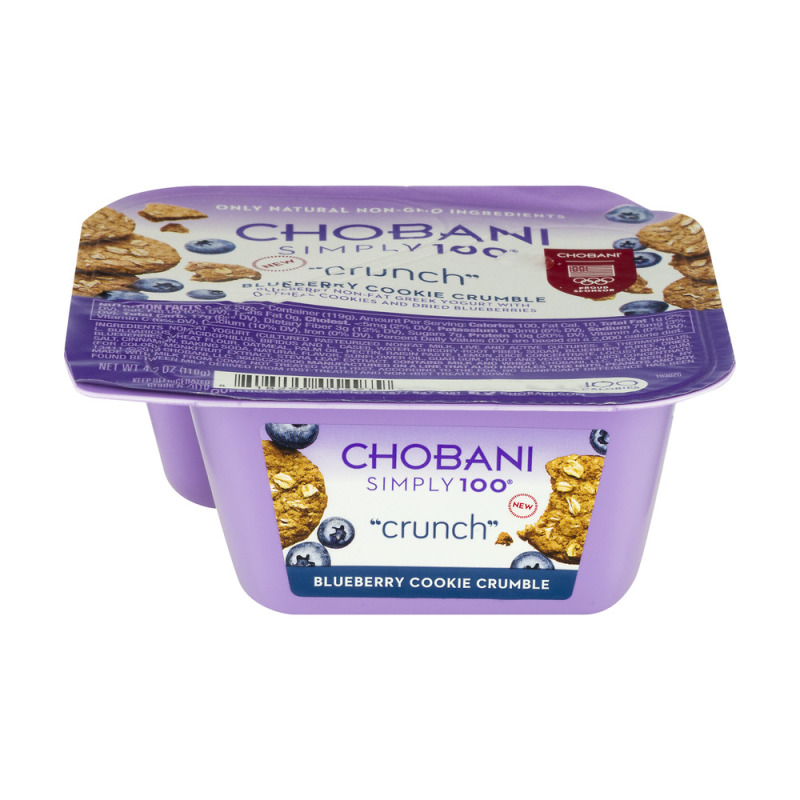 Chobani Simply 100 Non-Fat Greek Yogurt Crunch Blueberry Cookie Crumble ...