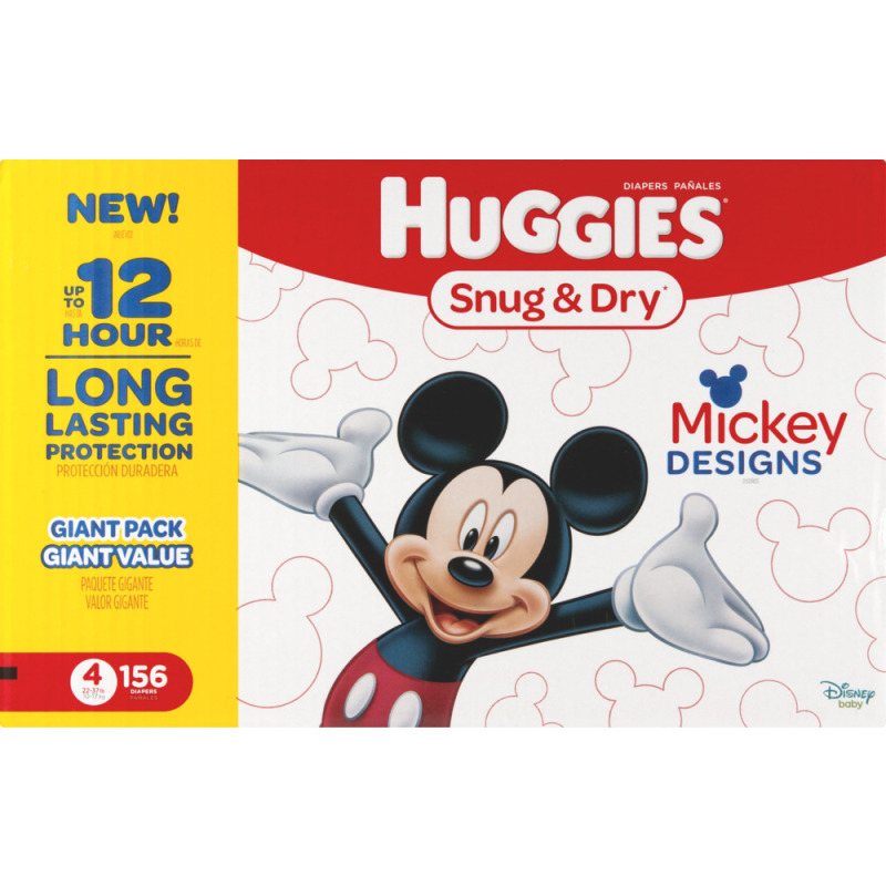 Huggies Diapers Snug & Dry Mickey Designs Size 4 - 156 CT Huggies ...