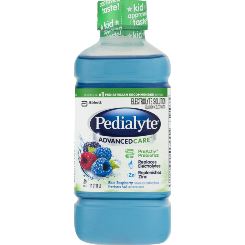 Pedialyte Advanced Care Oral Electrolyte Solution Blue Raspberry Flavor ...
