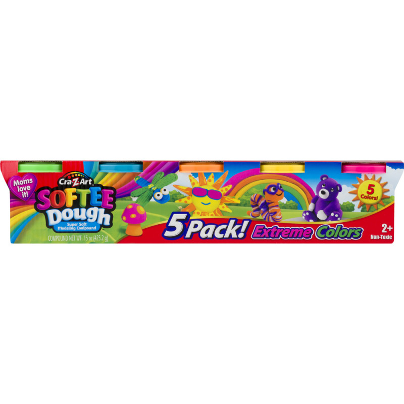 Cra-Z-Art Softee Dough Super Soft Modeling Compound Extreme Colors - 5 ...